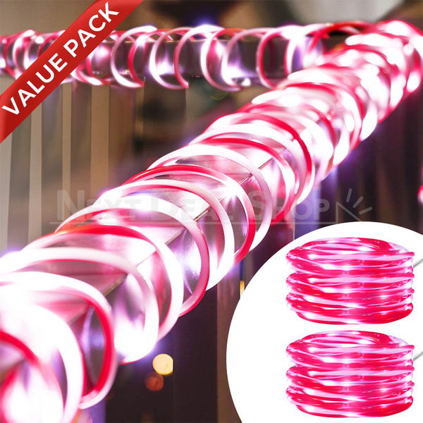2 Pcs - 16.4ft Festive Candy Cane Rope String Light – nextdealshop.com