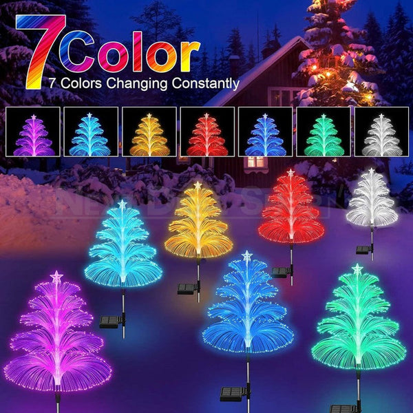 2 Pcs - Solar Powered Color-Changing Christmas Tree Stake Light ...