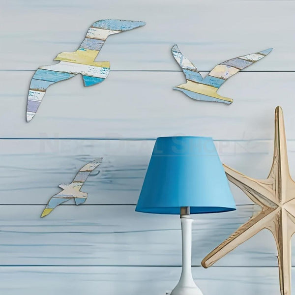 3 Pcs - Nautical Wooden Seagull Wall Decor – nextdealshop.com