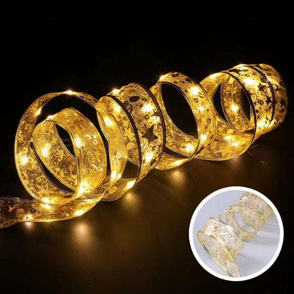 32ft Warm White LED Christmas Gold Ribbon Light – nextdealshop.com