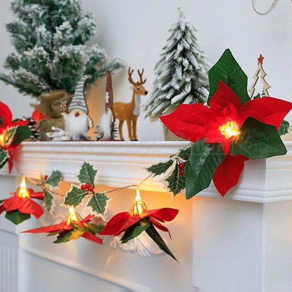 6.5ft Poinsettia Christmas Flowers LED String Light – nextdealshop.com
