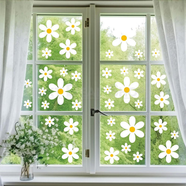 72 Pcs White Daisy Flower Window Clings – nextdealshop.com