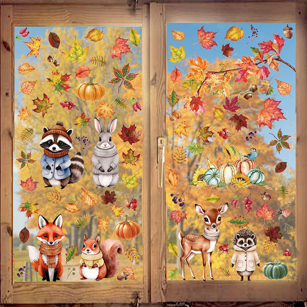 9 Sheets Adorable Fall Window Clings – nextdealshop.com