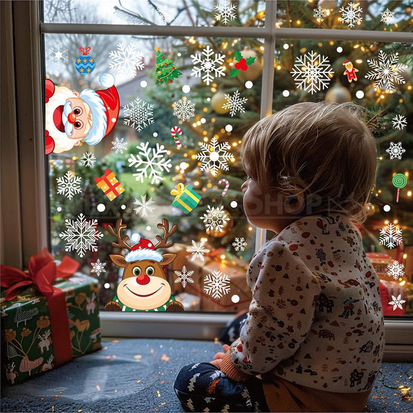 Christmas Santa & Reindeer Window Clings – nextdealshop.com