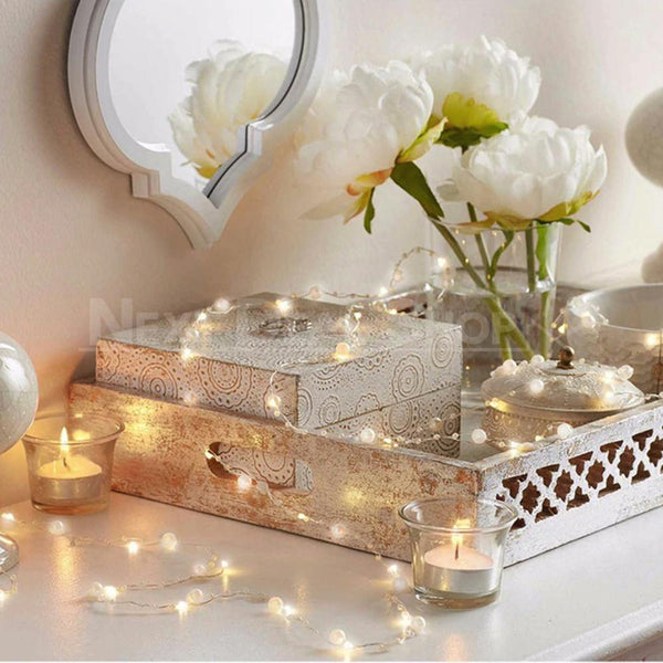 Copper Wire Pearl Beads String Light (16.4 ft, 50 LEDS) – nextdealshop.com