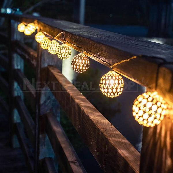 Solar Powered Moroccan Iron Ball String Lights – nextdealshop.com