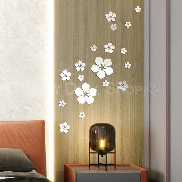 18 Pcs Flower Shape Self-Adhesive Mirror Stickers – Next Deal Shop