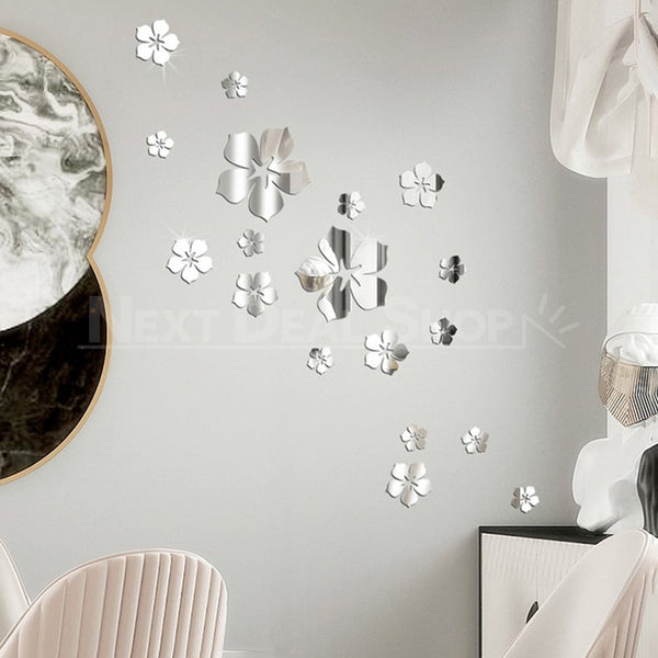 18 Pcs Flower Shape Self-Adhesive Mirror Stickers – nextdealshop.com