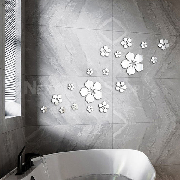 18 Pcs Flower Shape Self-Adhesive Mirror Stickers – Next Deal Shop