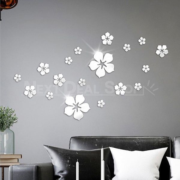 18 Pcs Flower Shape Self-Adhesive Mirror Stickers – nextdealshop.com
