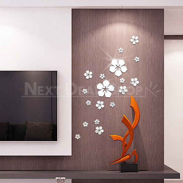 18 Pcs Flower Shape Self-Adhesive Mirror Stickers – Next Deal Shop