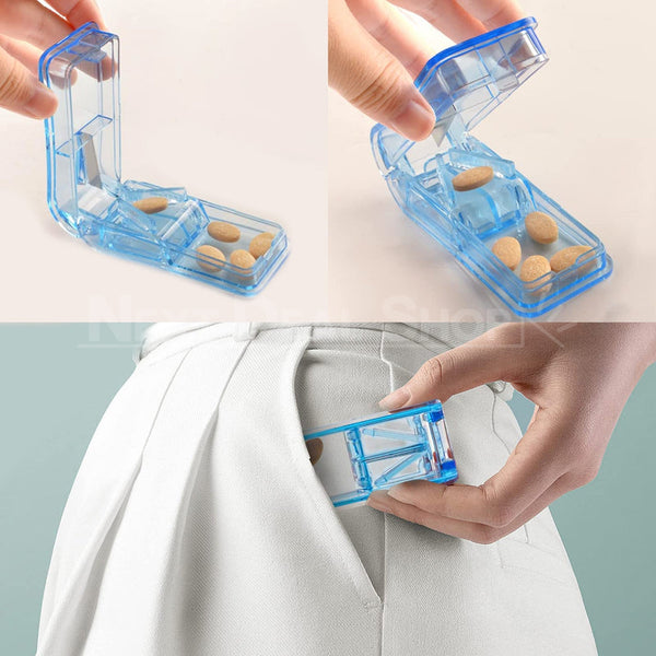 2-in-1 Pill Cutter and Storage Box - Easily Cuts Pills into 1/2, 1/4 o ...
