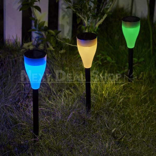 2 in 1 Solar-Powered Color Changing Garden LED Lantern Light ...
