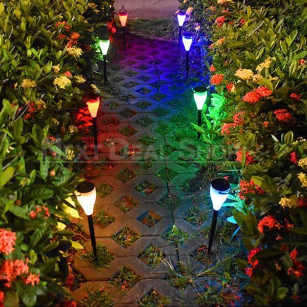 2 in 1 Solar-Powered Color Changing Garden LED Lantern Light ...