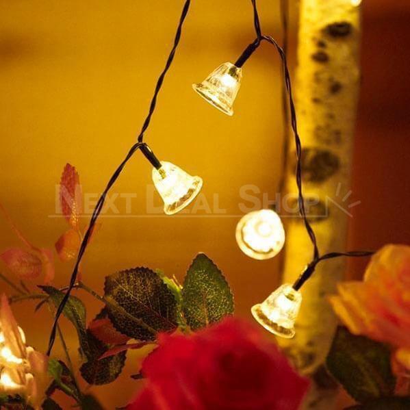 Solar-Powered Warm-White Jingle Bell String Lights – nextdealshop.com