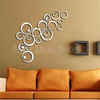 Sweet Circles Self-Adhesive Mirror Wall Sticker - 24 Pieces Total ...