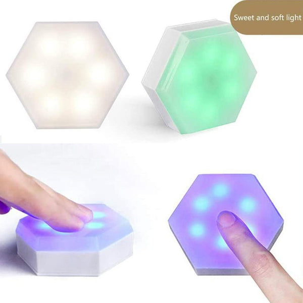 Wireless LED Smart-Tap Hexagon Light Set with Remote Control ...